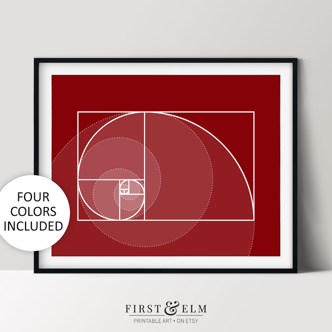 Fibonacci Spiral Art, Minimalist Design, Math Nerd Gifts, Printable ...