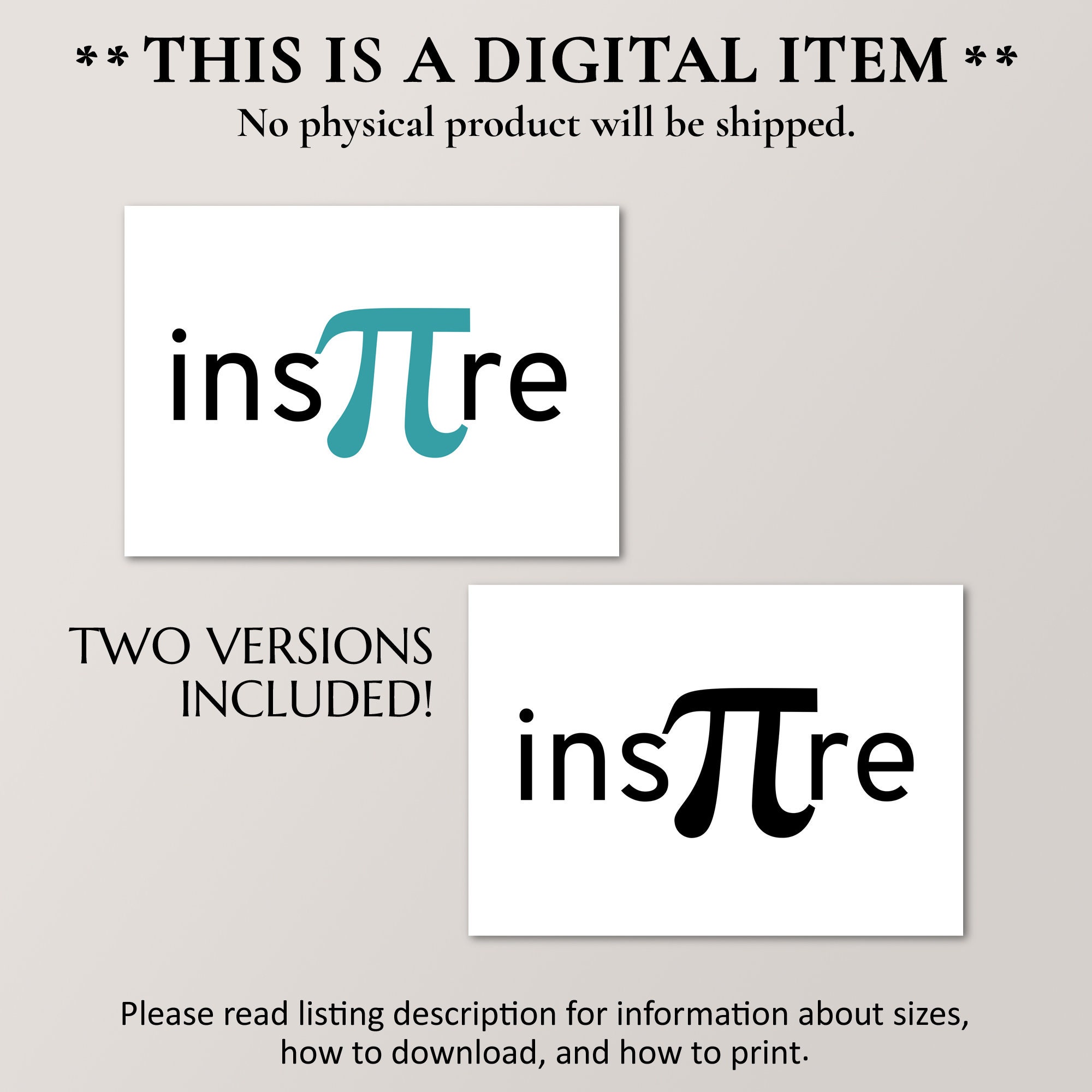 Inspire Pi Poster Math Teacher Gifts Instant Download Math - Etsy