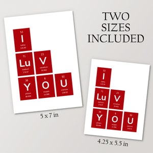 I Luv You Card, Periodic Table of Elements, Nerdy Science Greeting Card ...