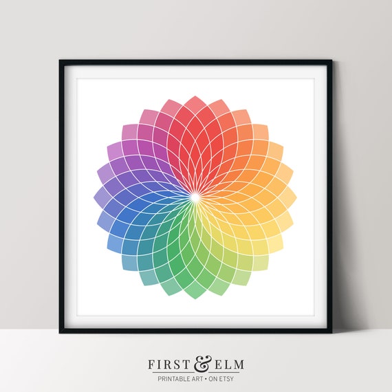 Color Wheel Poster Geometric Art Print Colorful Wall Art | Etsy
