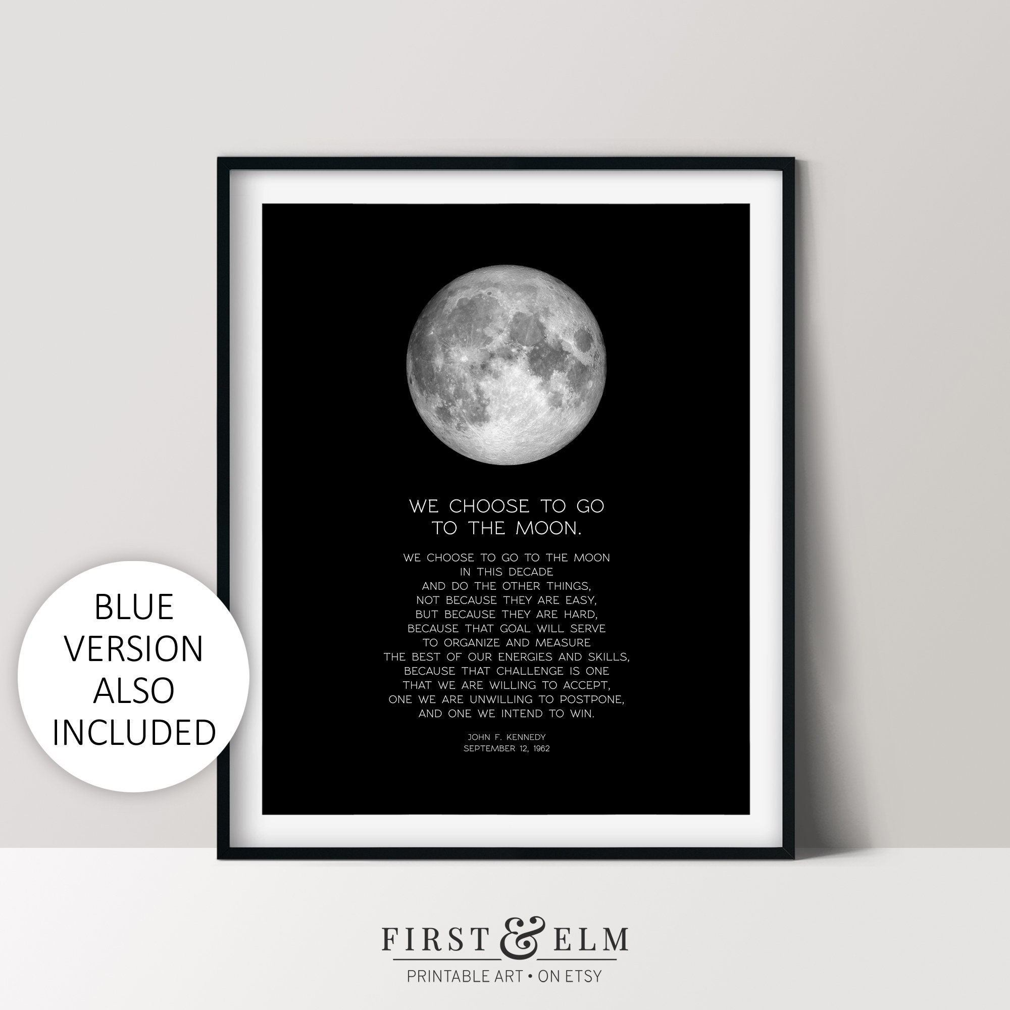 We Choose to Go to the Moon Print, Astronomy Quote, Outer Space Décor ...