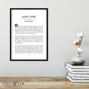 Jane Eyre Poster, First Page of Book, Library Wall Art, Book Lover ...