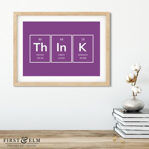 Think Poster, Periodic Table, Science Geek Print, Classroom Décor ...