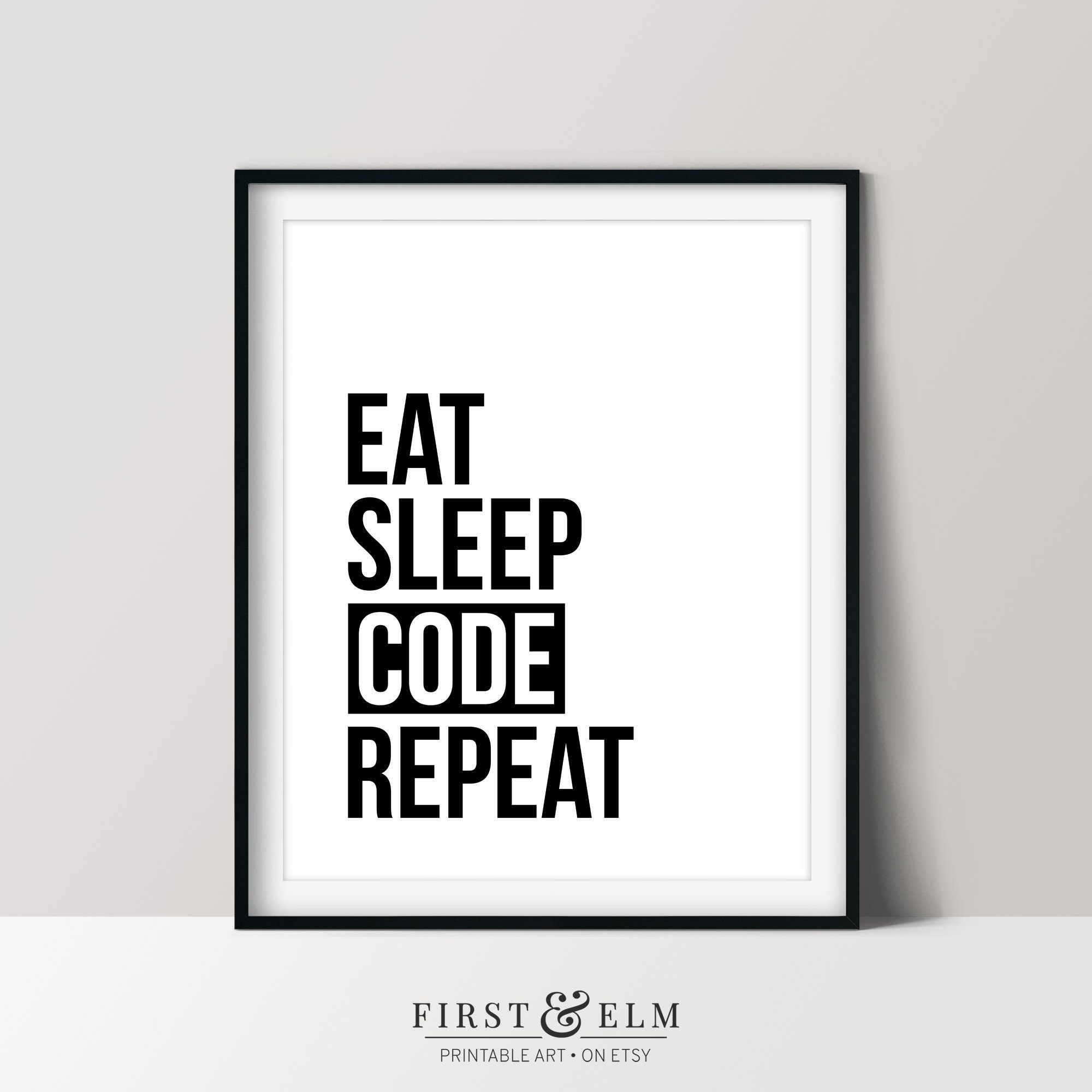 Eat Sleep Code Repeat Poster Computer Lab Décor Programmer | Etsy