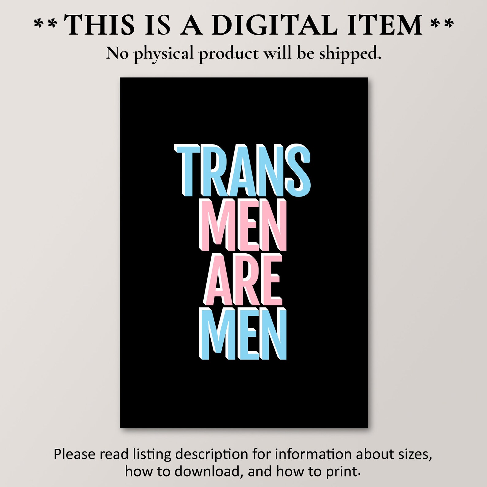 Trans Men Are Men Pride Poster LGBT Home Décor Trans Flag - Etsy
