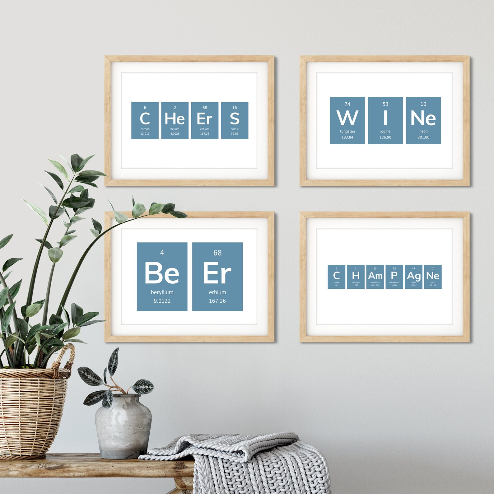 Set of 4 Nerdy Bar Signs Beer Wine Champagne Cheers Periodic | Etsy