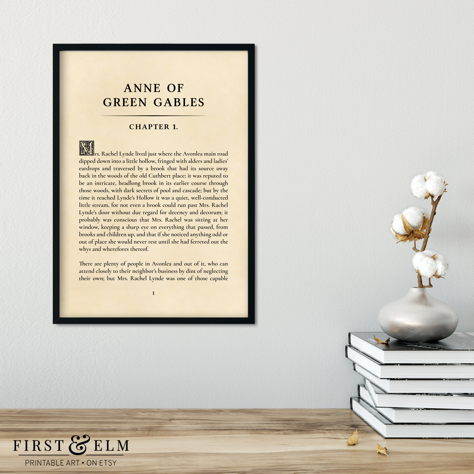 Anne of Green Gables First Page of Book Home Library Décor - Etsy