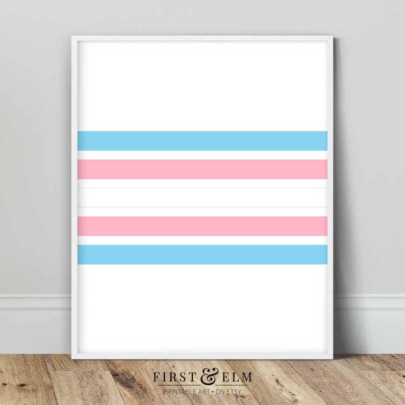 Trans Pride Flag Modern LGBT Design Transgender Wall Art | Etsy