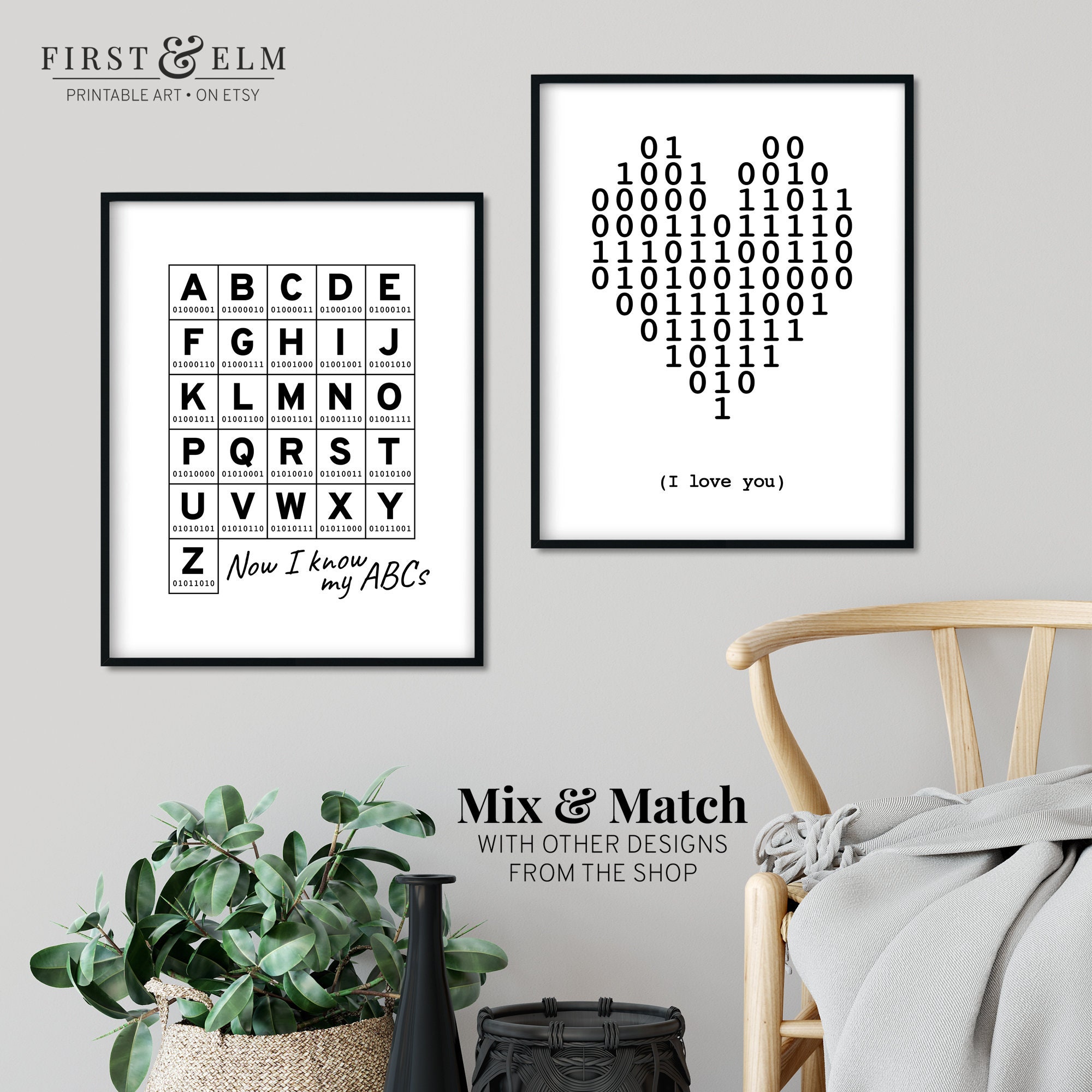 Binary Code Alphabet Unique ABC Poster Computer Lab Décor | Etsy