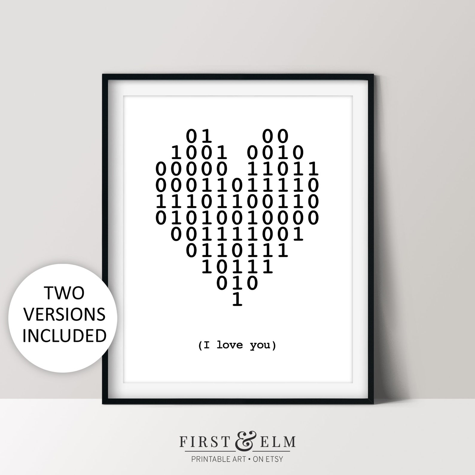 Binary Code Poster Heart Shaped I Love You Unique Nerd | Etsy