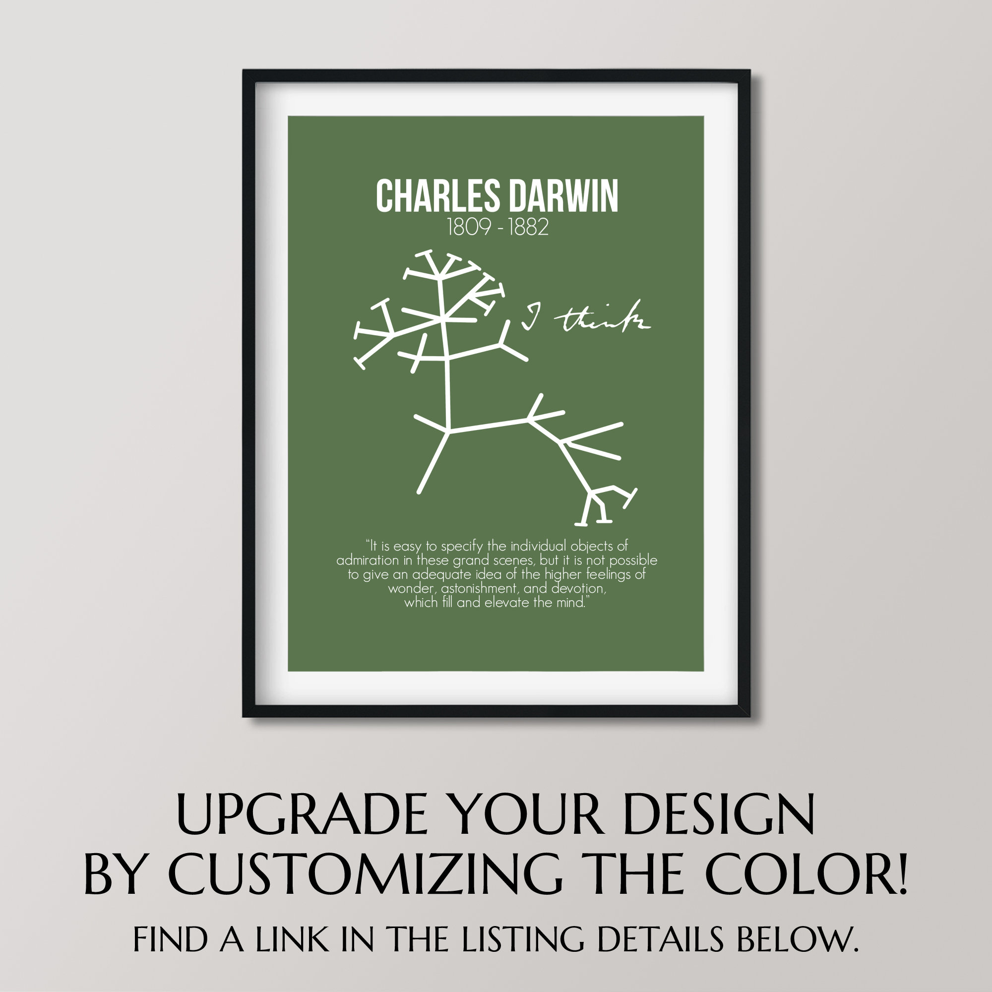 Charles Darwin Print Tree of Life Drawing Nerdy Home Décor | Etsy