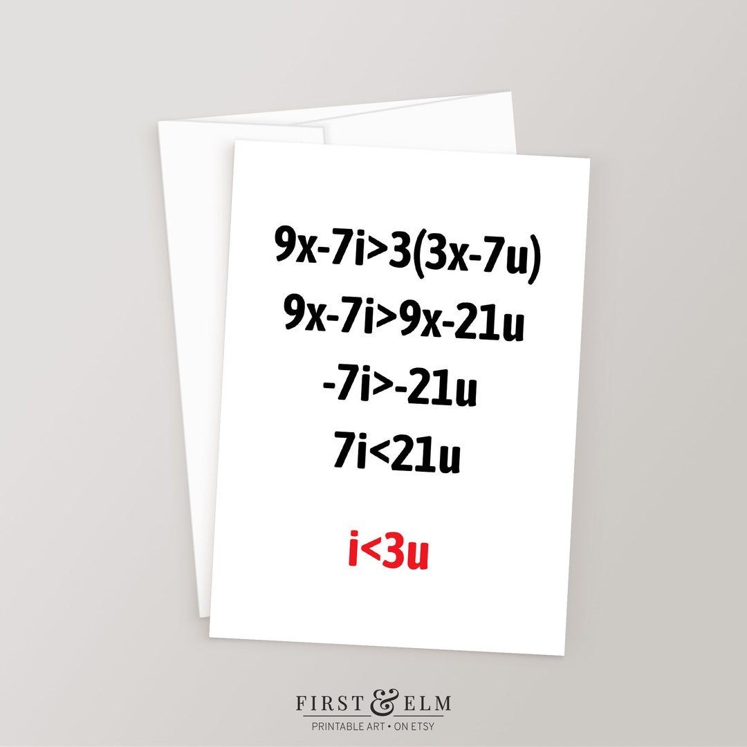 Printable “I Love You” Card, Math Geek Greeting Card, Nerdy Anniversary ...