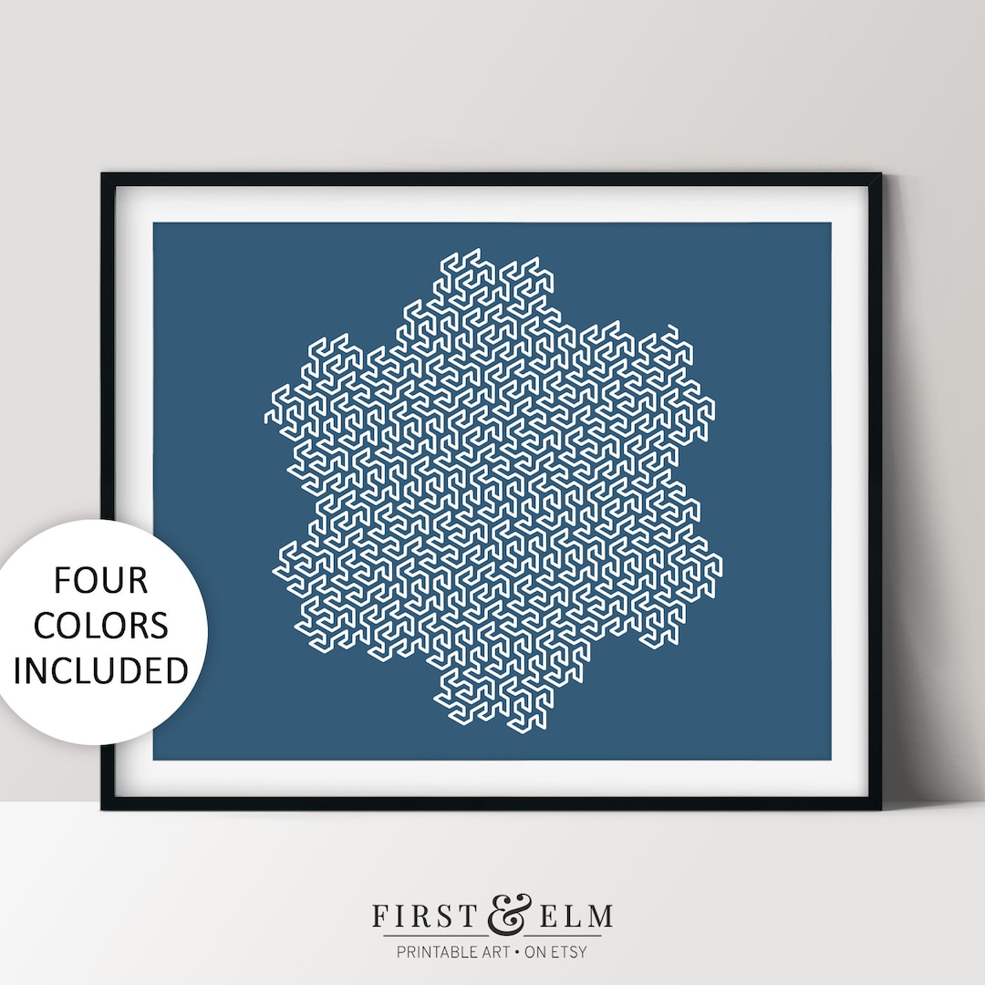 Gosper Curve Print, Minimalist Nerd Décor, Mathematics Art Poster ...