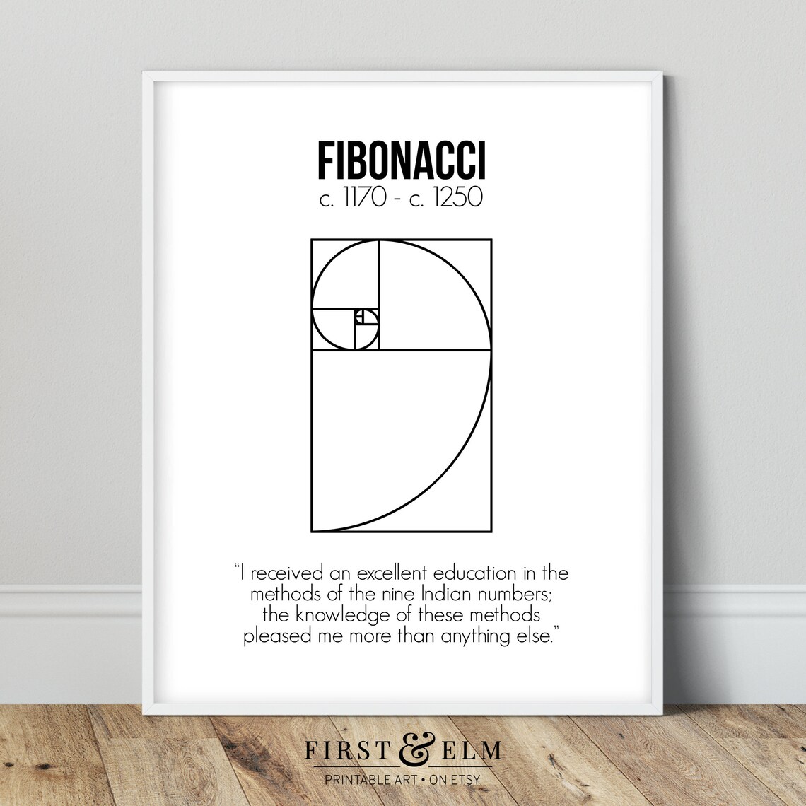 Fibonacci Spiral Print Famous Mathematician Home Décor for - Etsy