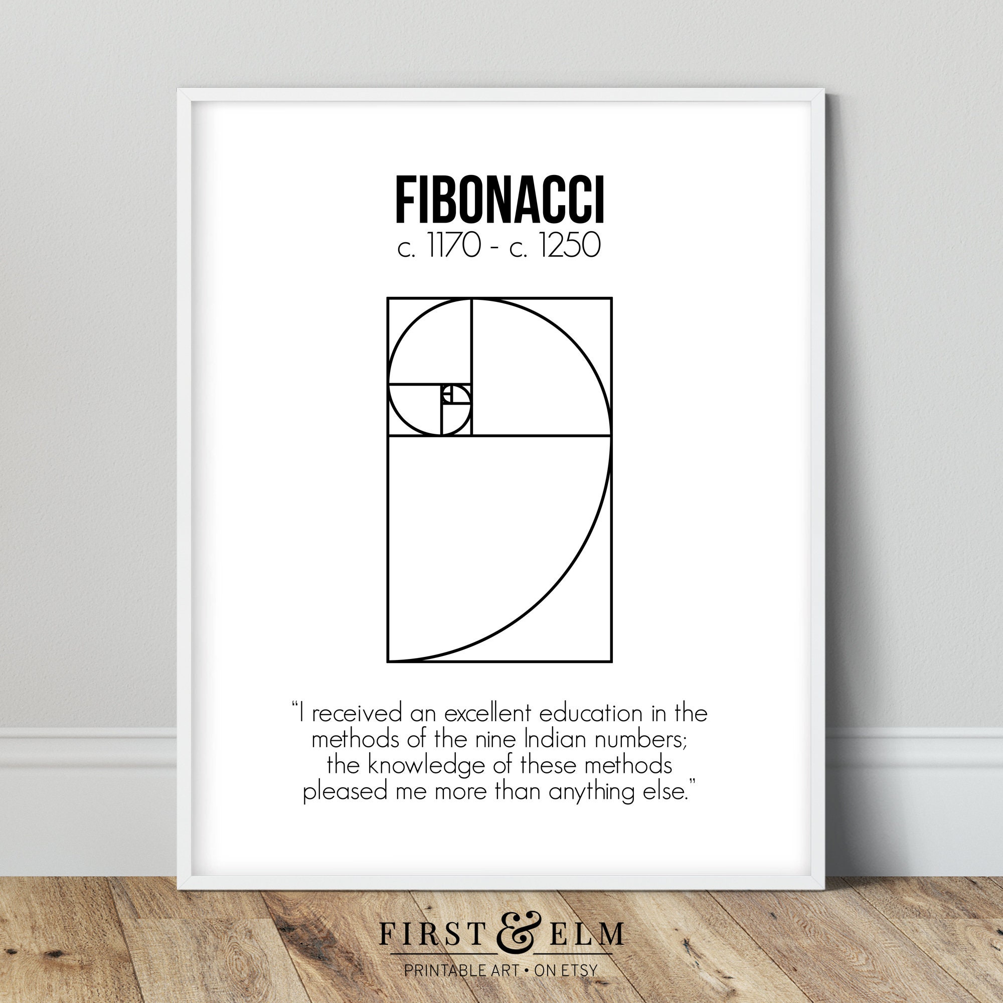 Fibonacci Spiral Print Famous Mathematician Home Décor for - Etsy