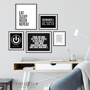 Set of 5 Computer Geek Posters, Nerdy Computer Science Office Décor ...