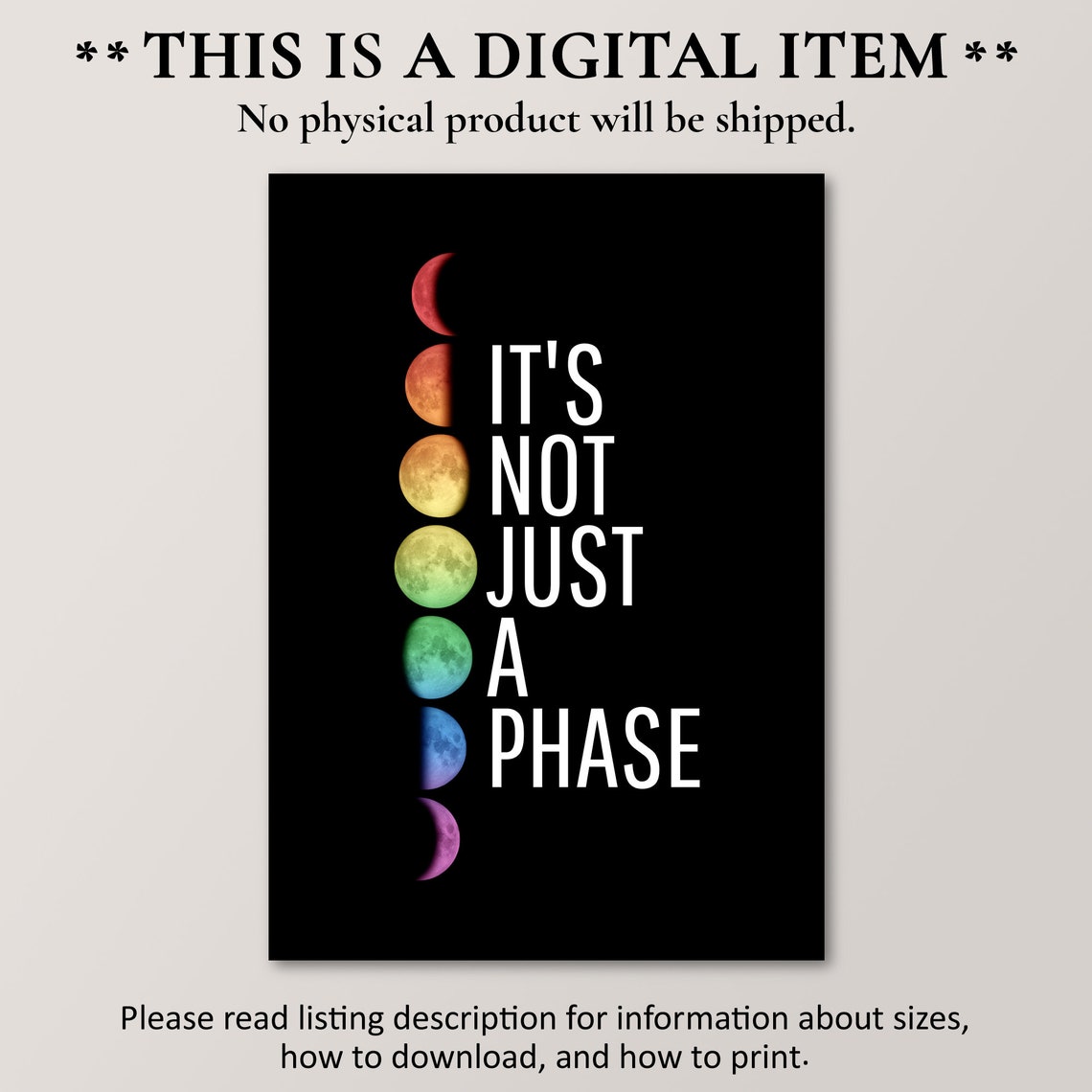 It’s Not Just a Phase, Gay Pride Wall Art, Rainbow Poster, Printable ...