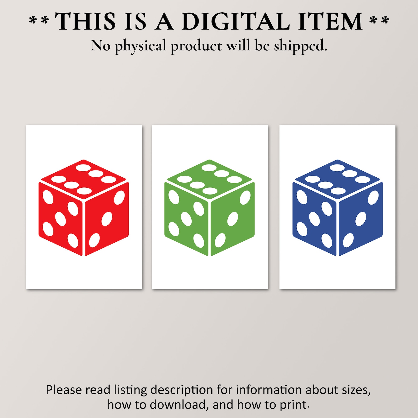 Dice Posters Set of 3 Prints Game Room Wall Art Board Game - Etsy Norway