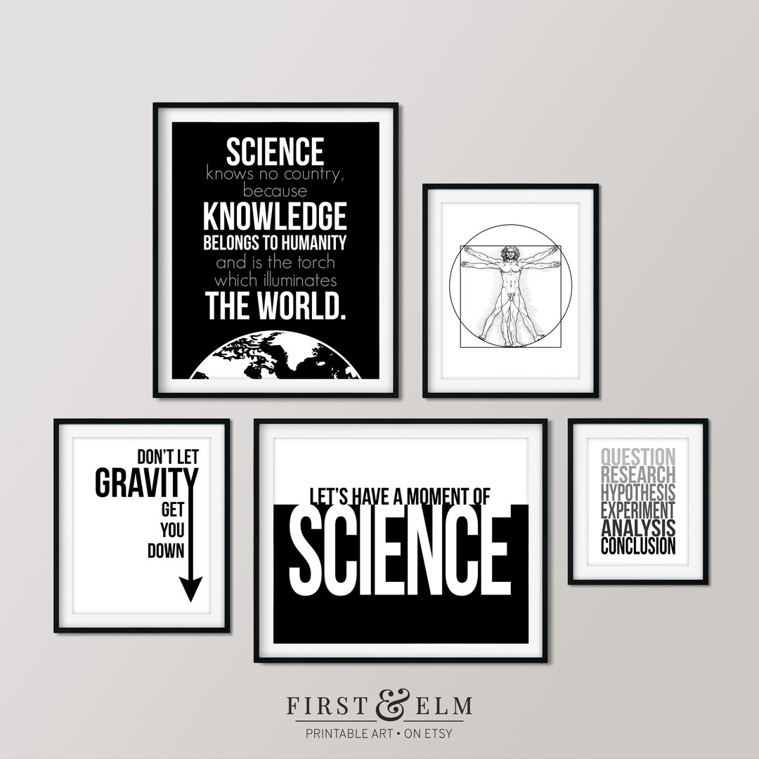 Science Gallery Wall, Set of 5 Prints, Scientist Office Art, Nerdy Home ...