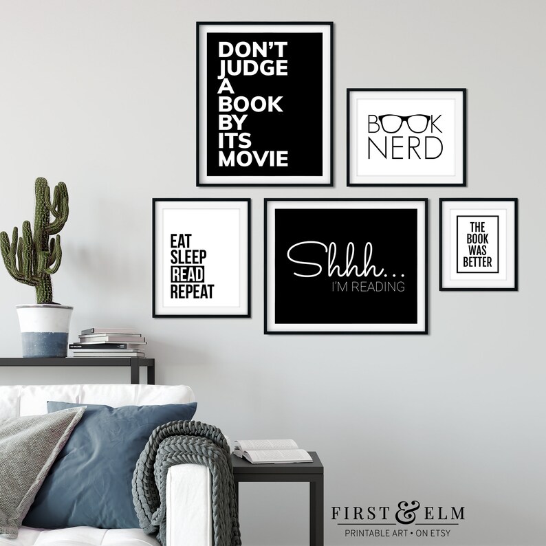 Book Lover Posters Set of 5 Prints Home Library Décor - Etsy