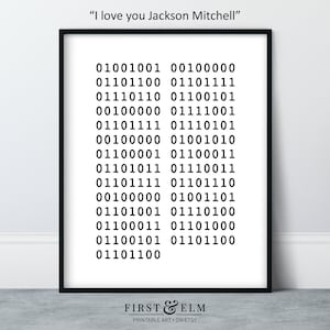 Binary Code I Love You, Personalized Print With Name, Computer Geek ...
