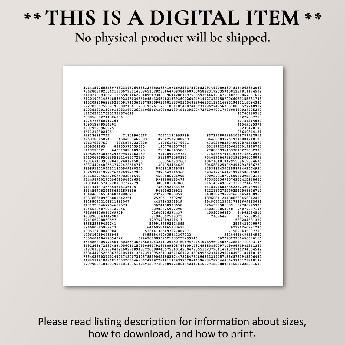 Pi Digits Poster Math Geek Décor Classroom Wall Art Teacher | Etsy