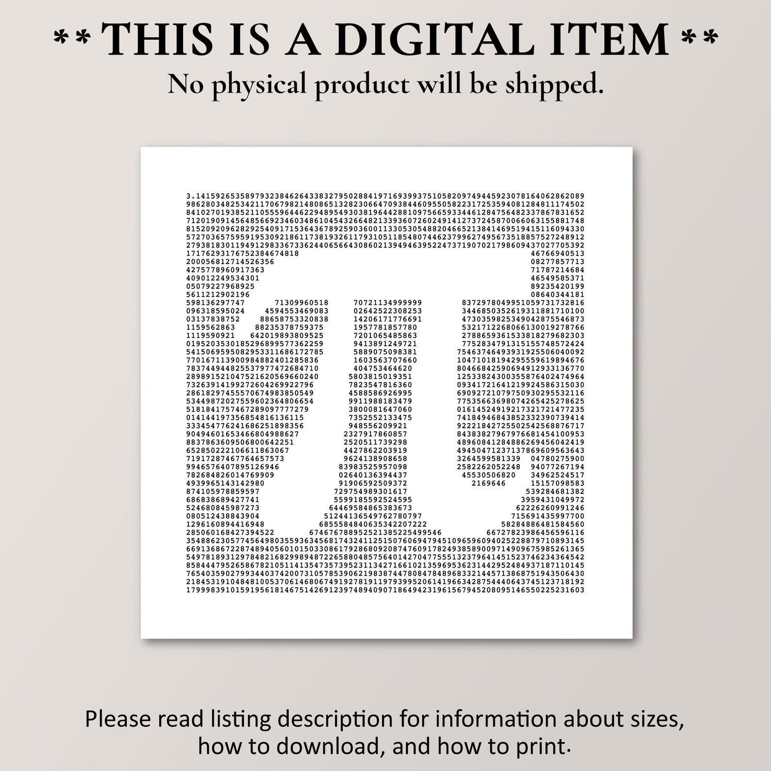 Pi Digits Poster Math Geek Décor Classroom Wall Art Teacher | Etsy
