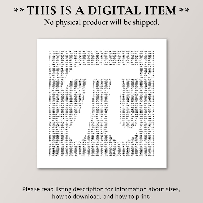 Pi Digits Poster Math Geek Décor Classroom Wall Art Teacher | Etsy