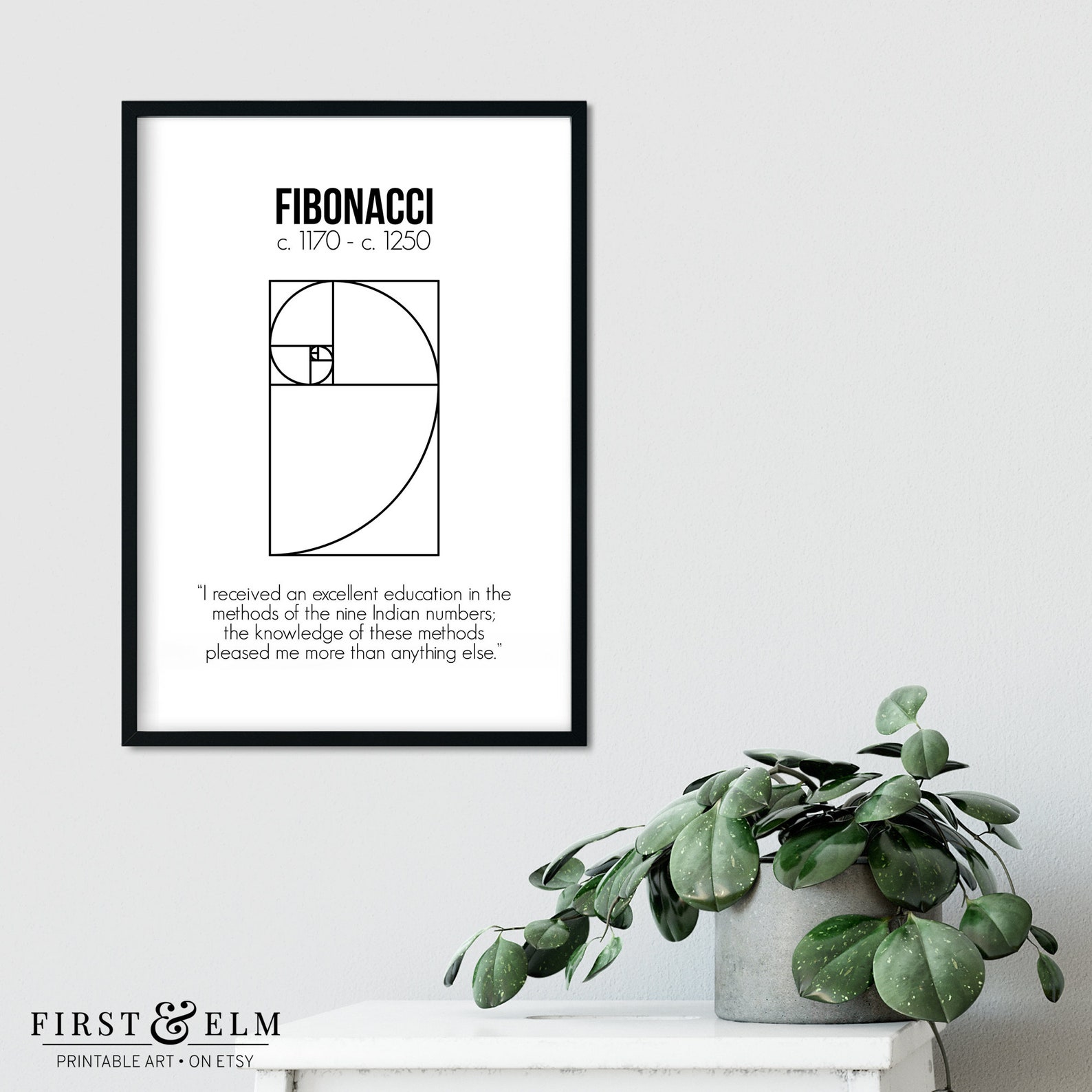 Fibonacci Spiral Print, Famous Mathematician, Home Décor for Nerds ...