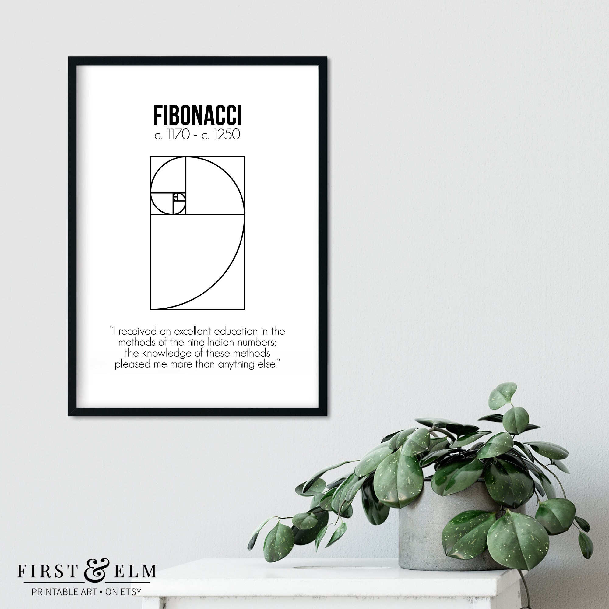 Fibonacci Spiral Print Famous Mathematician Home Décor for - Etsy