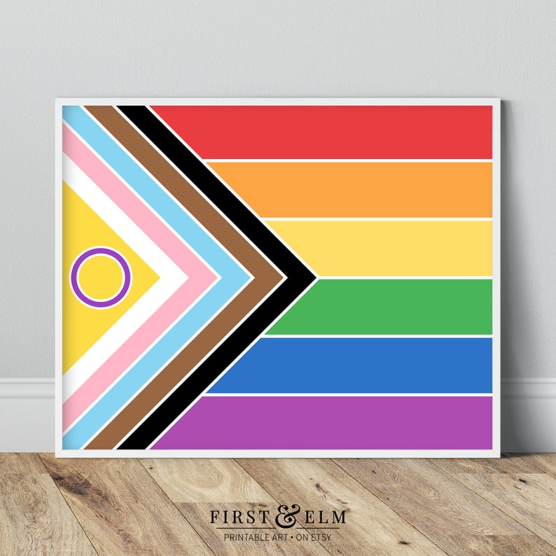 LGBT Progress Pride Flag Printable Wall Art Intersex | Etsy
