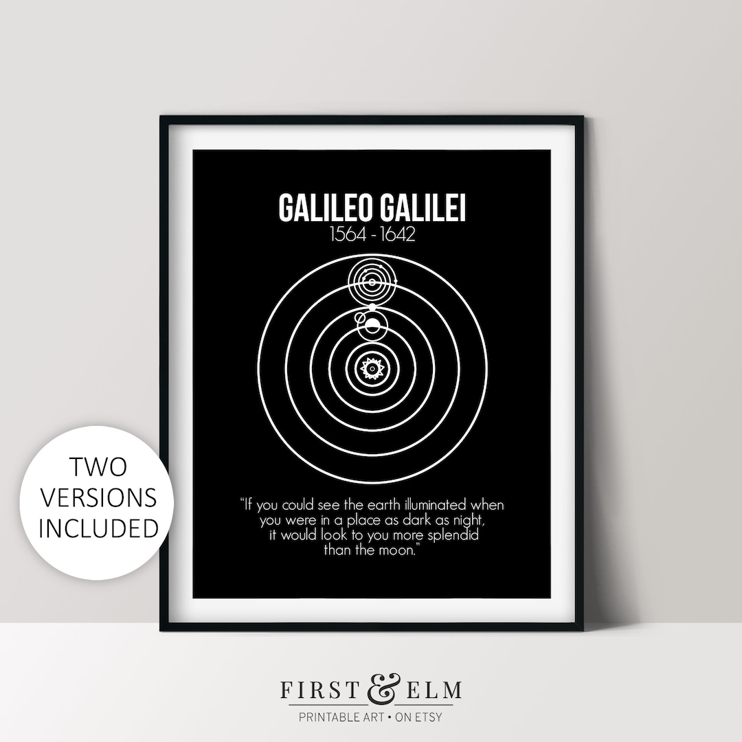 Galileo Poster, Famous Scientists, Astronomy Nerd Art, Gifts for ...