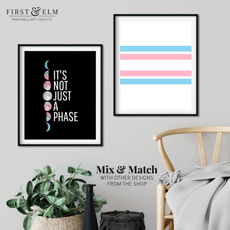 Trans Pride Flag Modern LGBT Design Transgender Wall Art | Etsy