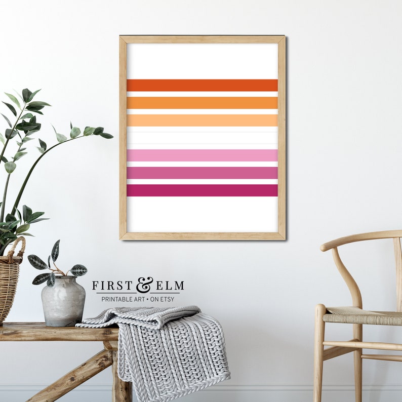 Lesbian Pride Flag Minimalist Décor Unique Pride Art Etsy
