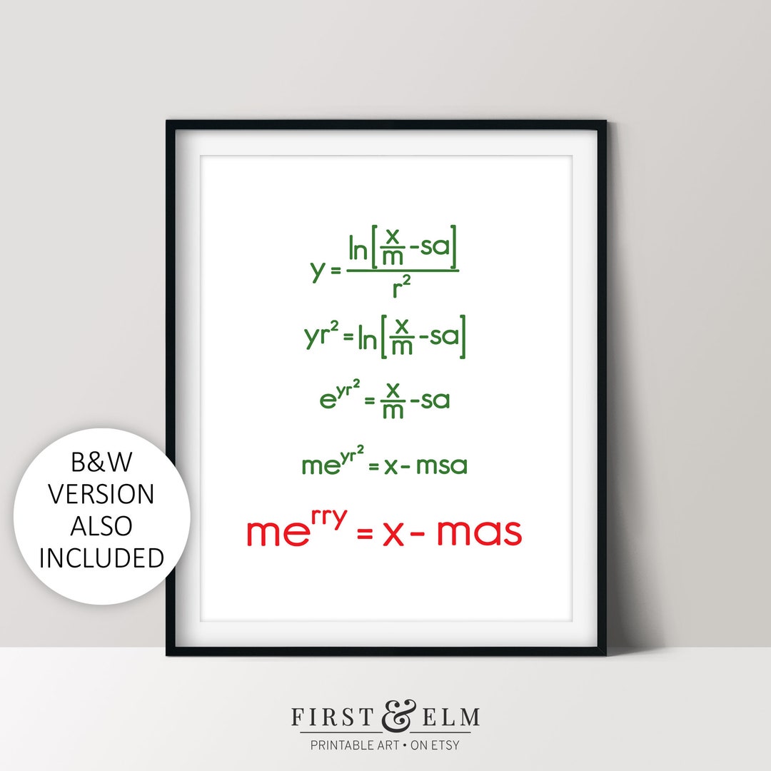 Merry Xmas Math Equation, Nerdy Holiday Décor, Unique Christmas ...