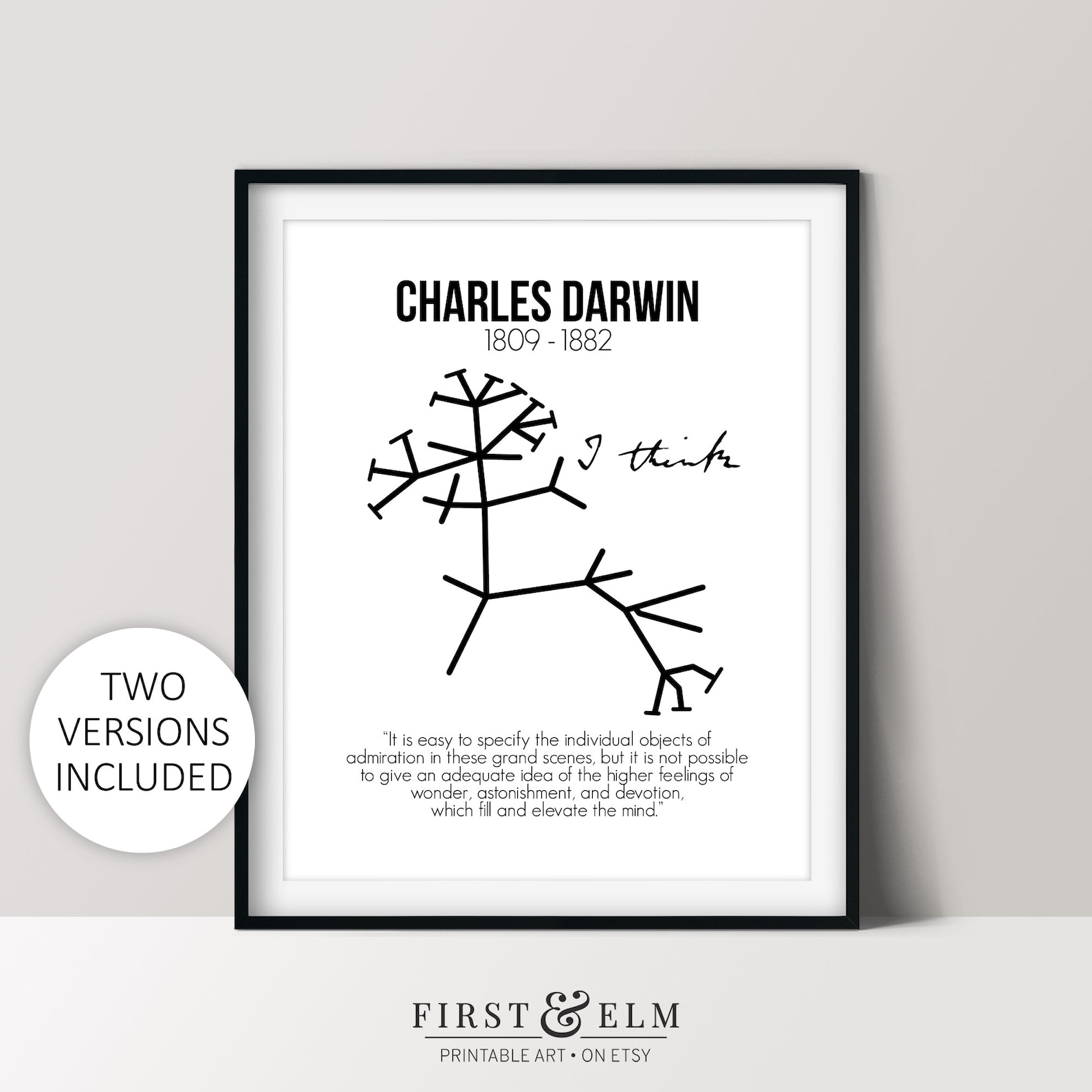 Charles Darwin Print Tree of Life Drawing Nerdy Home Décor - Etsy