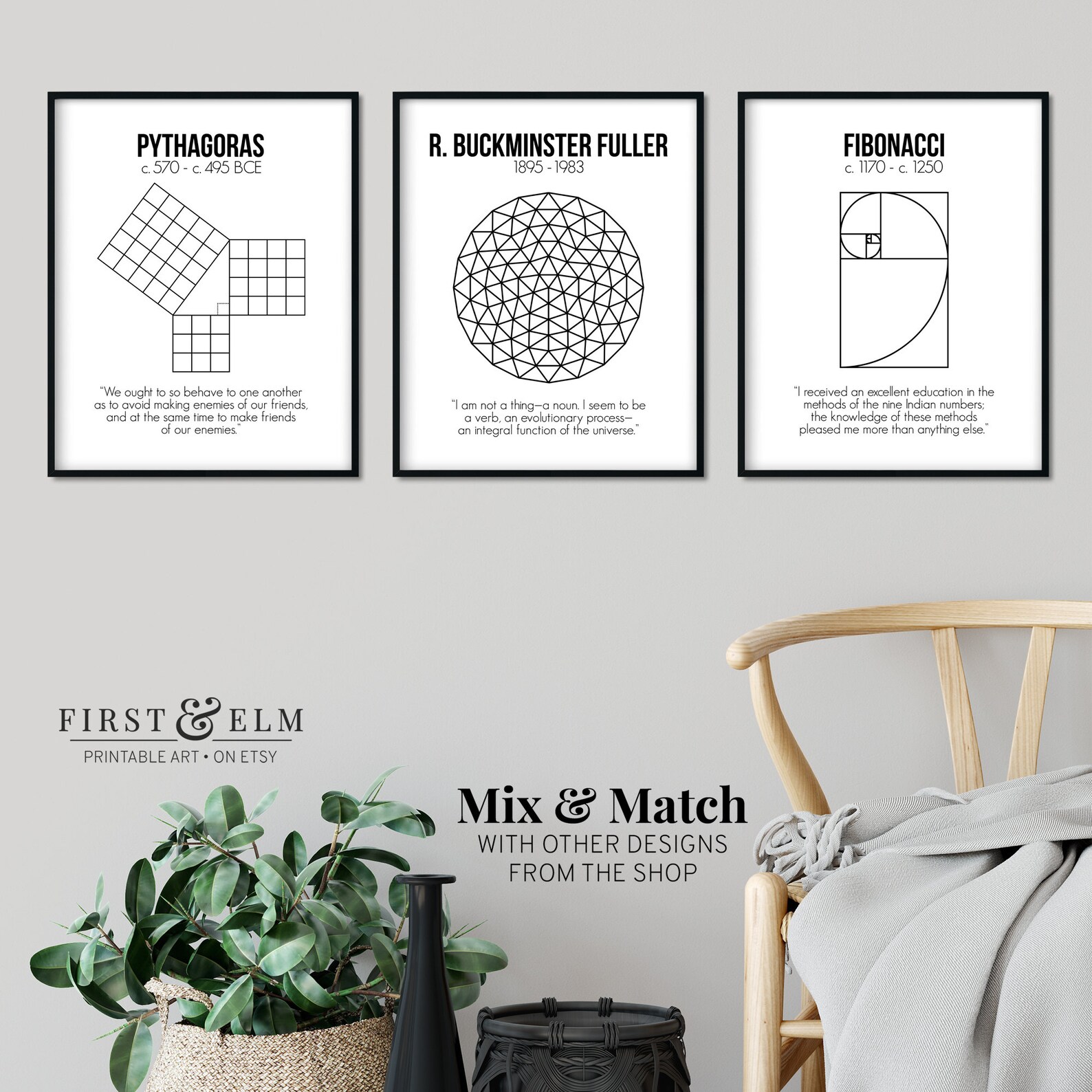 Fibonacci Spiral Print Famous Mathematician Home Décor for - Etsy