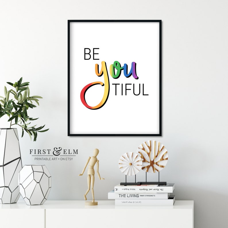 Be You Tiful Poster Pride Rainbow Art Printable Download | Etsy