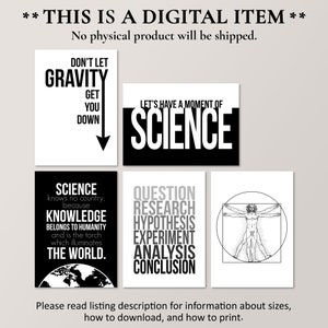 Science Gallery Wall, Set of 5 Prints, Scientist Office Art, Nerdy Home ...