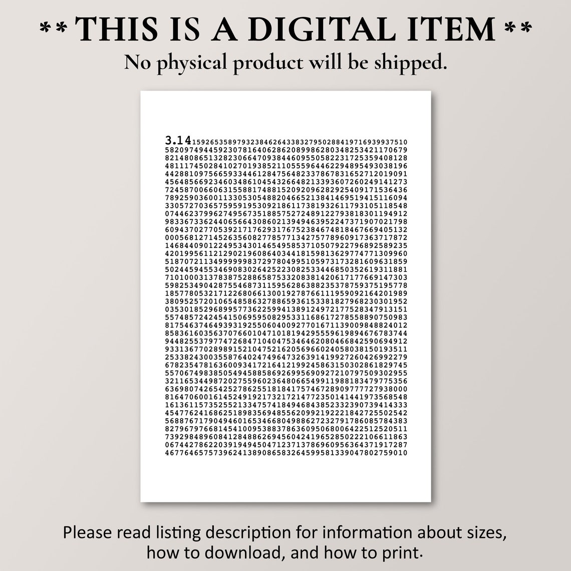 Pi to 2000 Decimal Places, Math Nerd Home Décor, Educational Poster ...