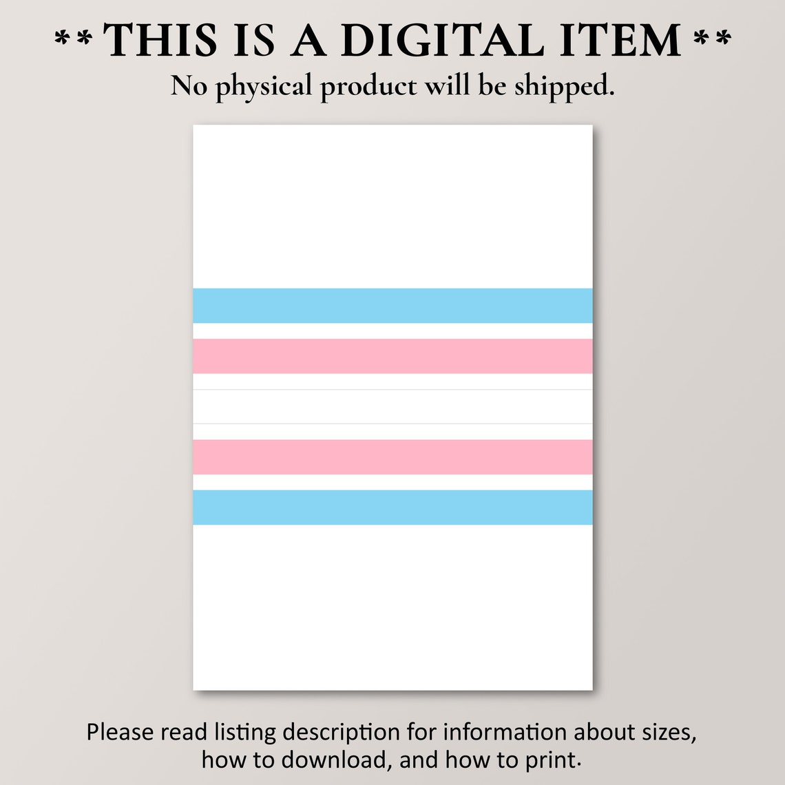 Trans Pride Flag, Modern LGBT Design, Transgender Wall Art, Printable ...