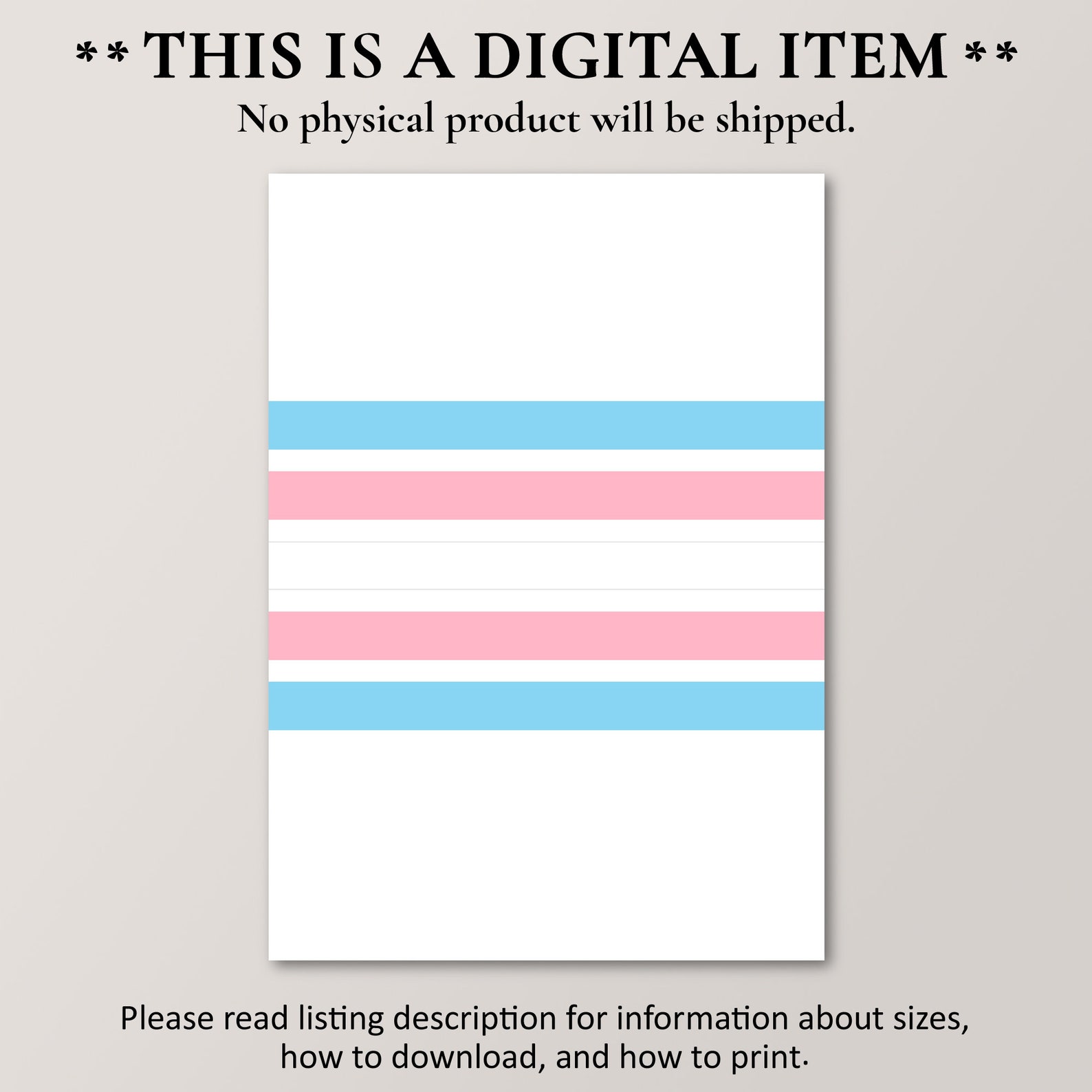 Trans Pride Flag, Modern LGBT Design, Transgender Wall Art, Printable ...