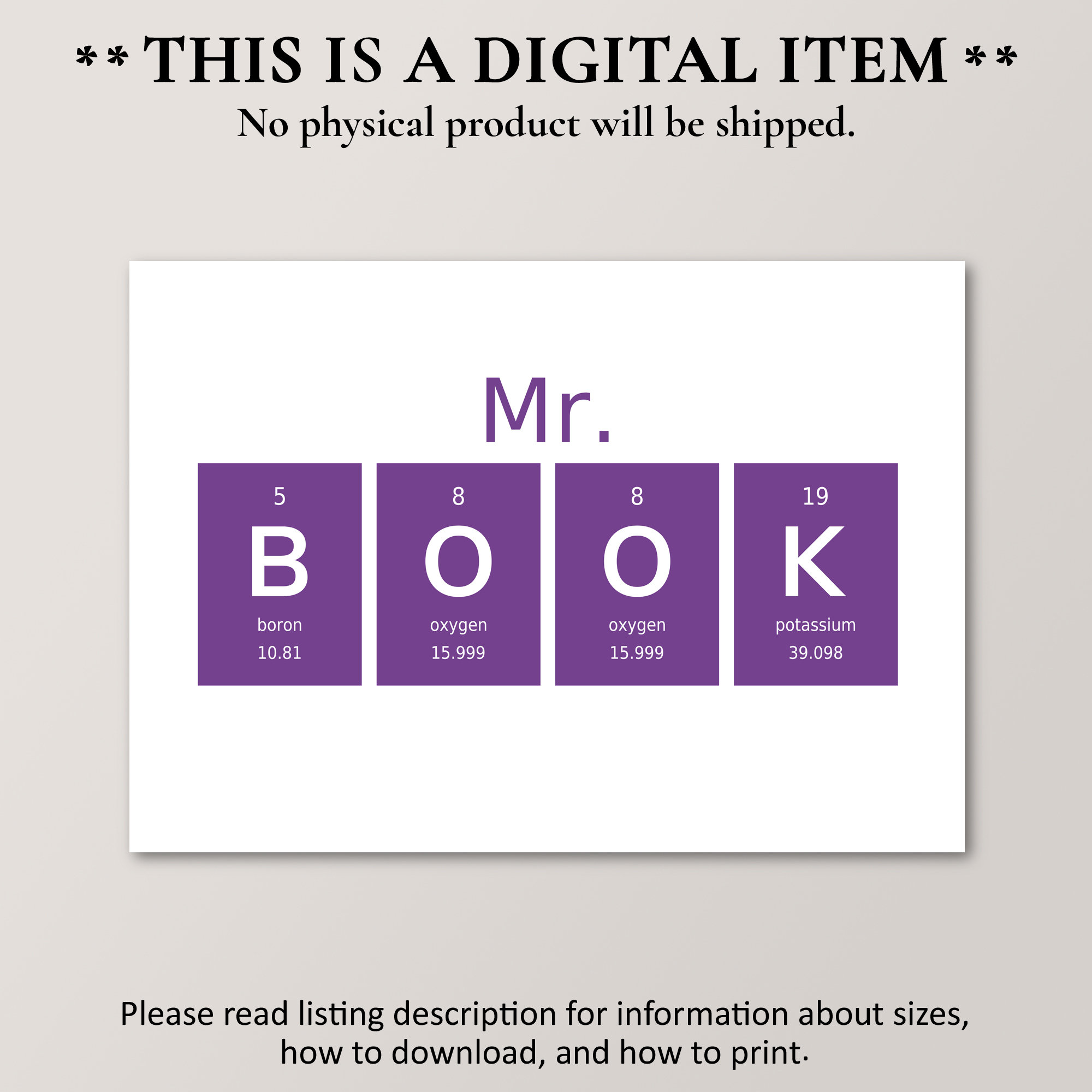 Unique Teacher Gift Customized Name Sign Periodic Table of - Etsy