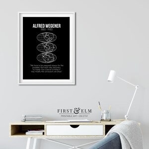Alfred Wegener Print, Famous Scientists, Gift for Geologist, Nerdy Home ...