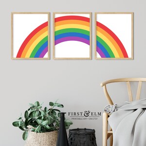 Rainbow Set of 3 Prints, LGBT Pride Colors, Living Room Décor, Instant ...
