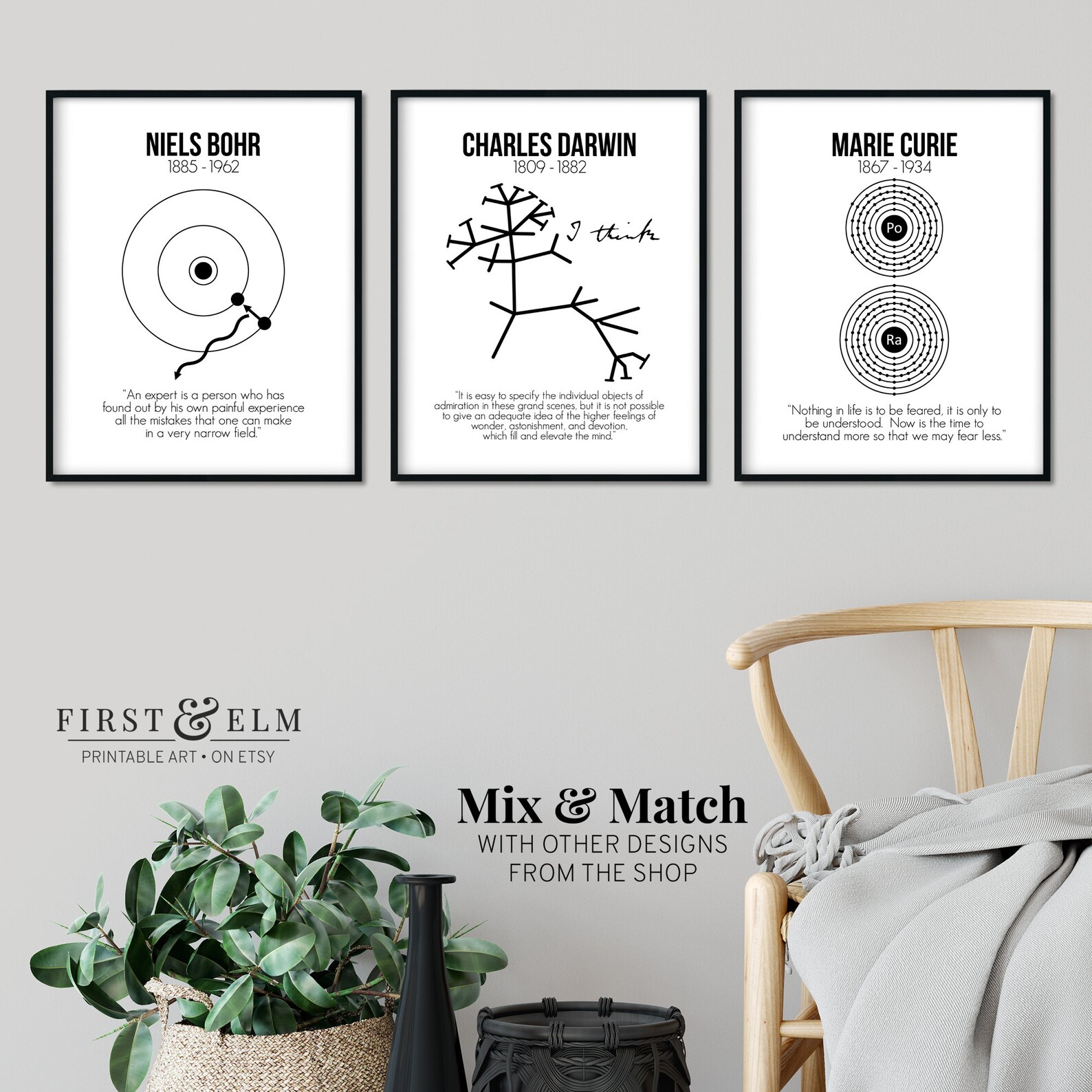 Charles Darwin Print Tree of Life Drawing Nerdy Home Décor | Etsy
