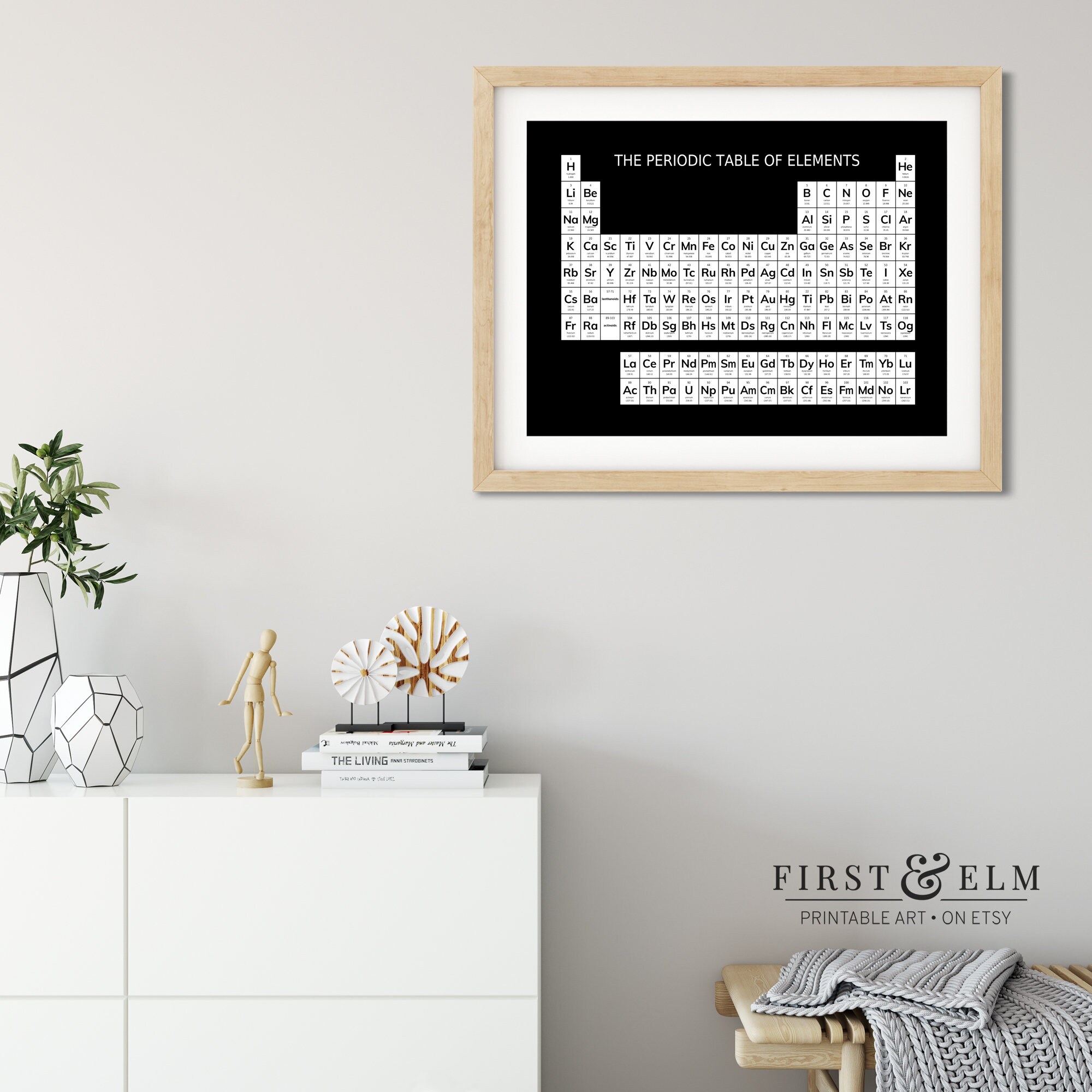 B&W Periodic Table of Elements Print Science Teacher Gift | Etsy