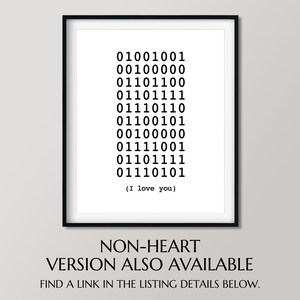 Binary Code Poster, Heart Shaped I Love You, Unique Nerd Gifts ...