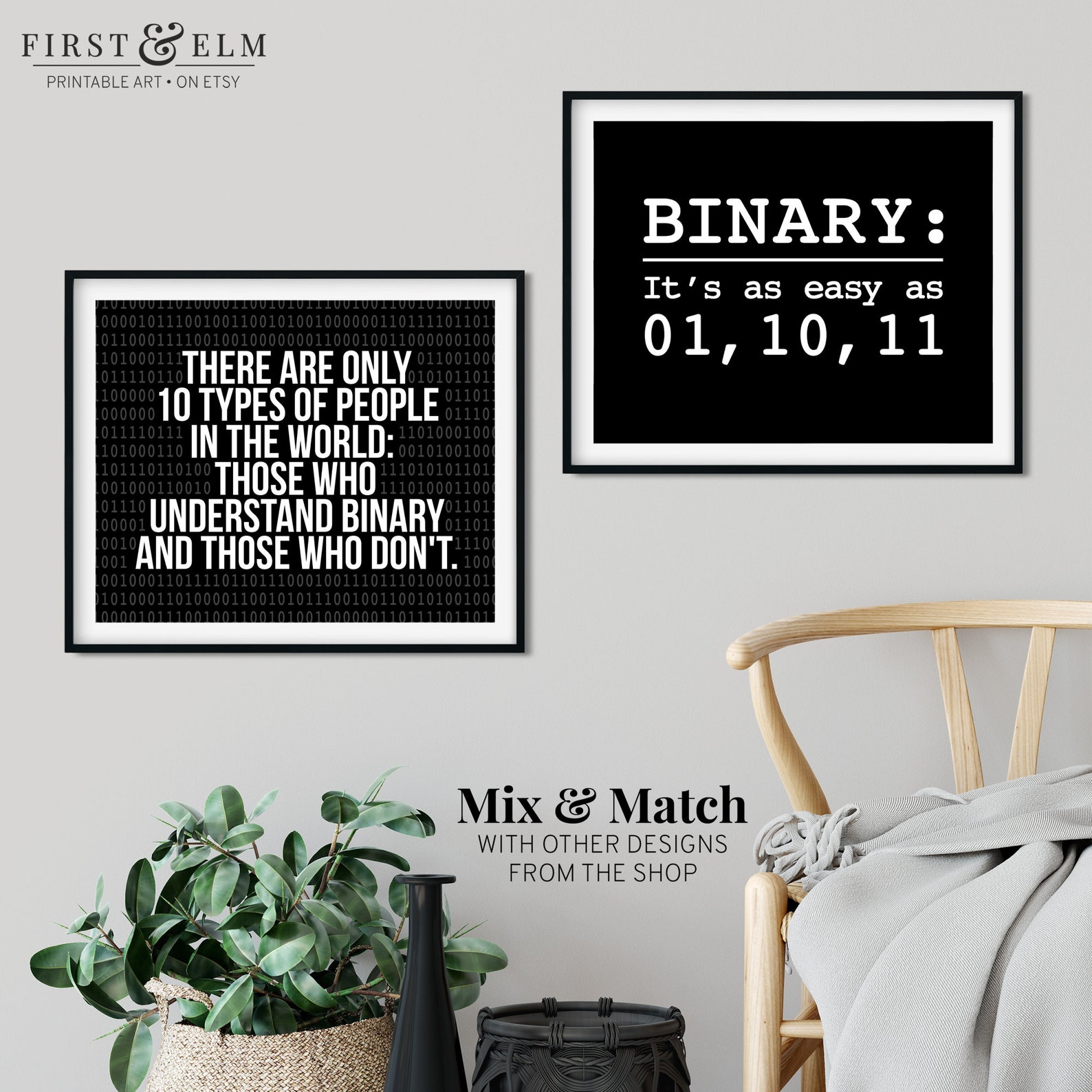 Binary Code Joke Print, There Are Only 10 Types of People, Computer Lab ...