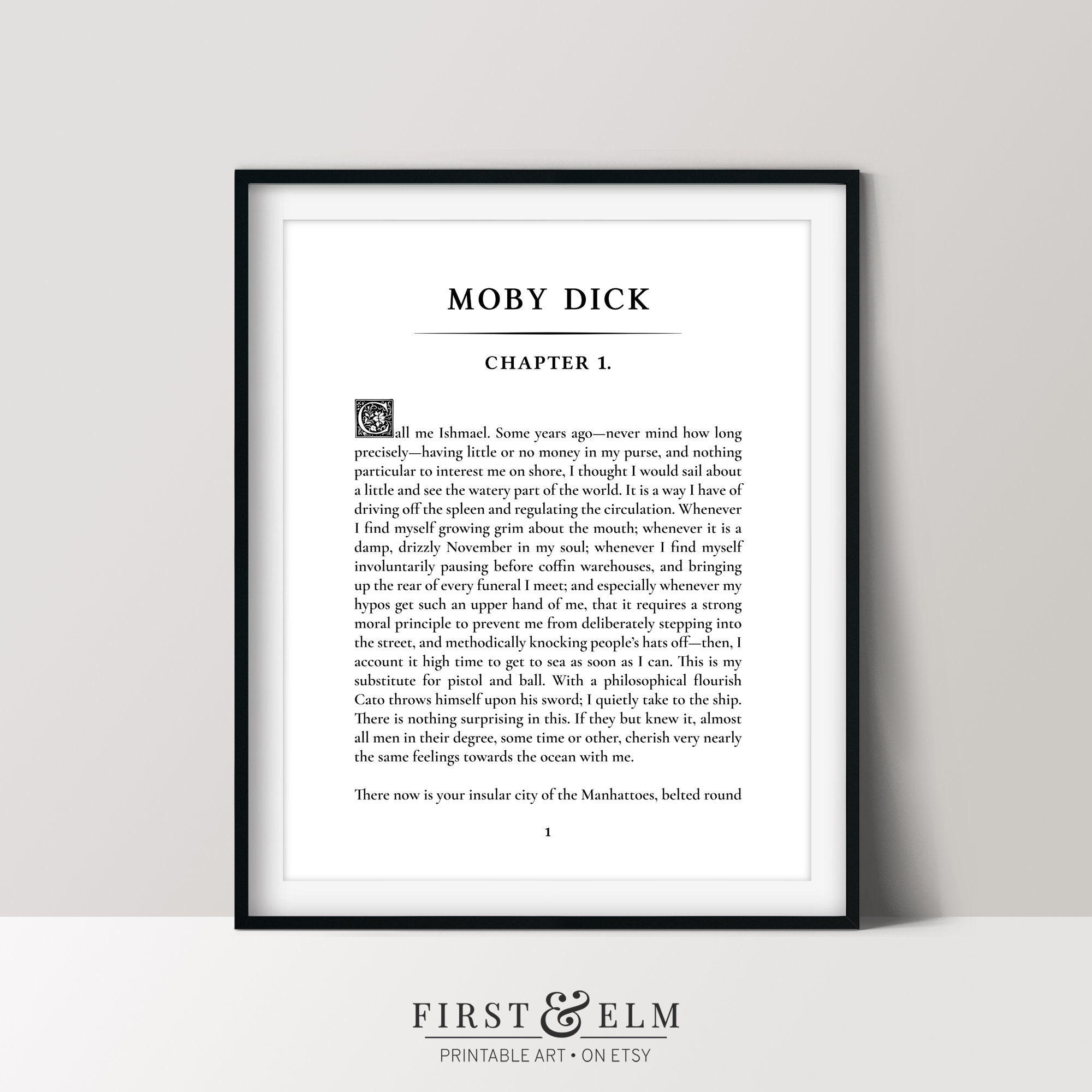 Moby Dick Poster, First Pages of Books, Home Library Décor, Printable ...